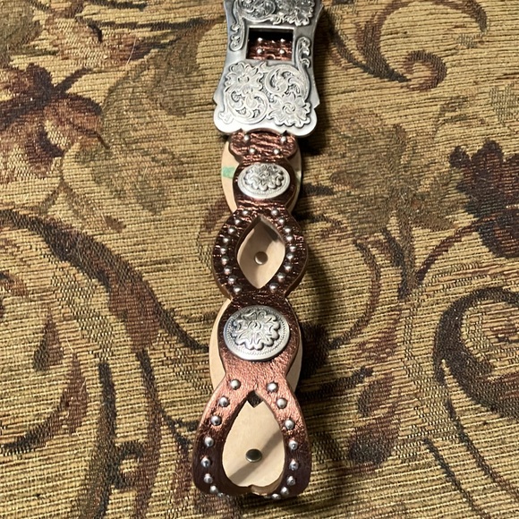 Belt Works | Accessories | Leather Belt Wcopper Finish Silver Rivets ...